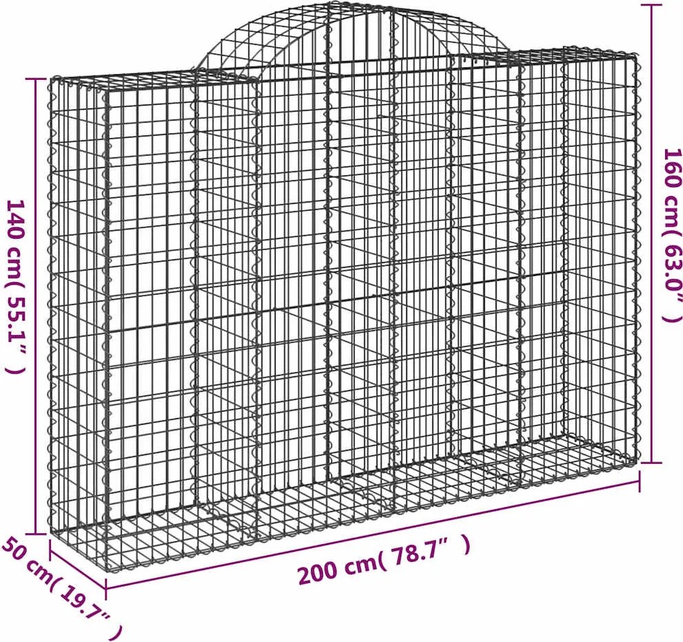 Klenuté gabionové koše 10ks 200x50x140/160cm pozinkované železo 3146370