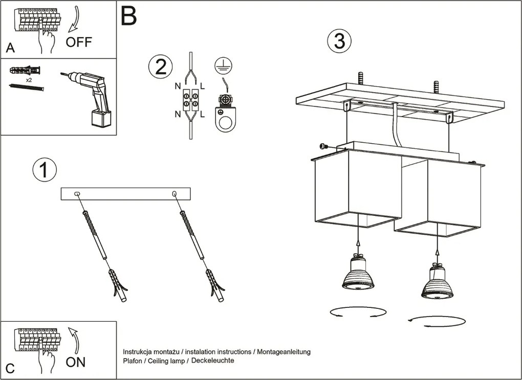 Sollux Lighting Stropní svítidlo QUAD 2 bílé