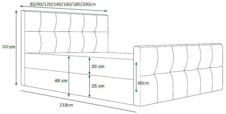 Boxspringová manželská postel VASILISA 4 - 140x200, růžová