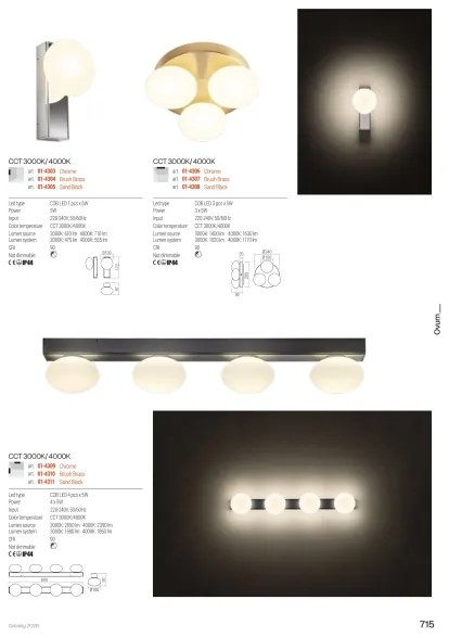 Redo 01-4311 - LED Koupelnové stropní svítidlo OVUM 4xLED/5W/230V IP44 černá