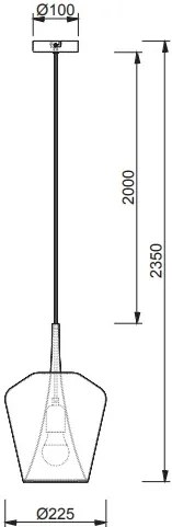 Mantra Elsa, závěsné svítidlo ve tvaru zvonu z chromového skla 1xE27, průměr 22,5cm