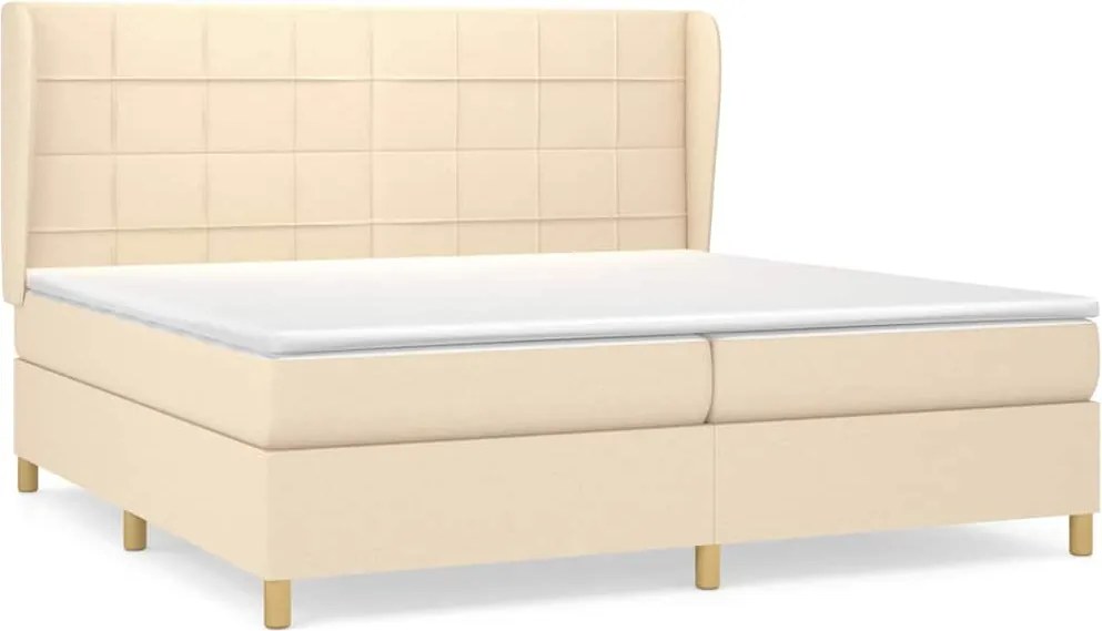 Box spring postel s matrací krémová 200x200 cm textil 3128554
