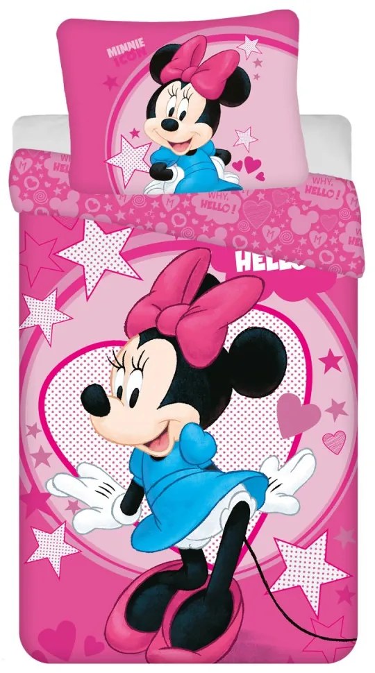 Dětské povlečení z mikrovlákna MINNIE HELLO růžové Rozměr povlečení: 70 x 90 cm | 140 x 200 cm