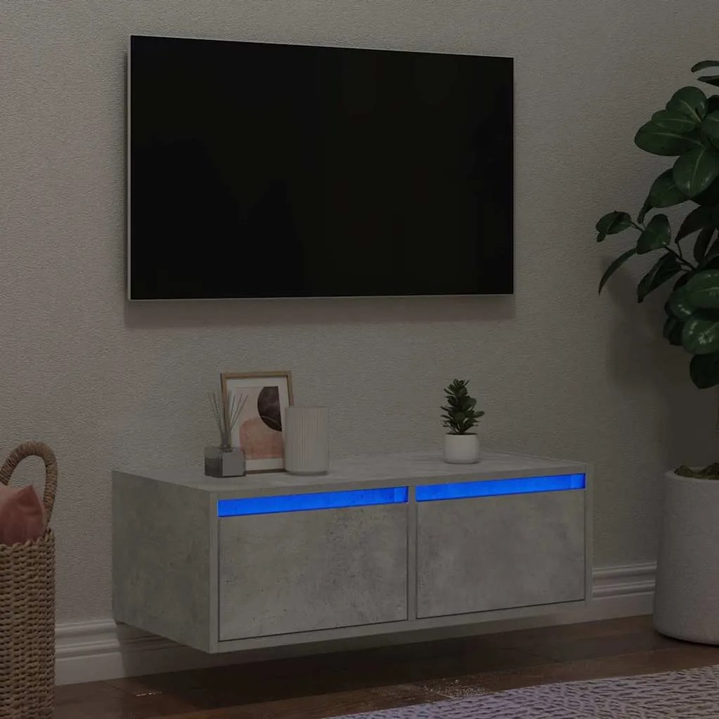 TV skříňka s LED osvětlením betonově šedá 75x35,5x25 cm