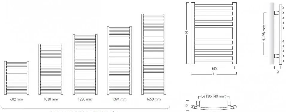 Instalprojekt Koupelnový radiátor AMBRA R Barva radiátoru - Bílá, Rozměr radiátoru - 400 x 1394 mm, výkon 476 W RADAMBR401435