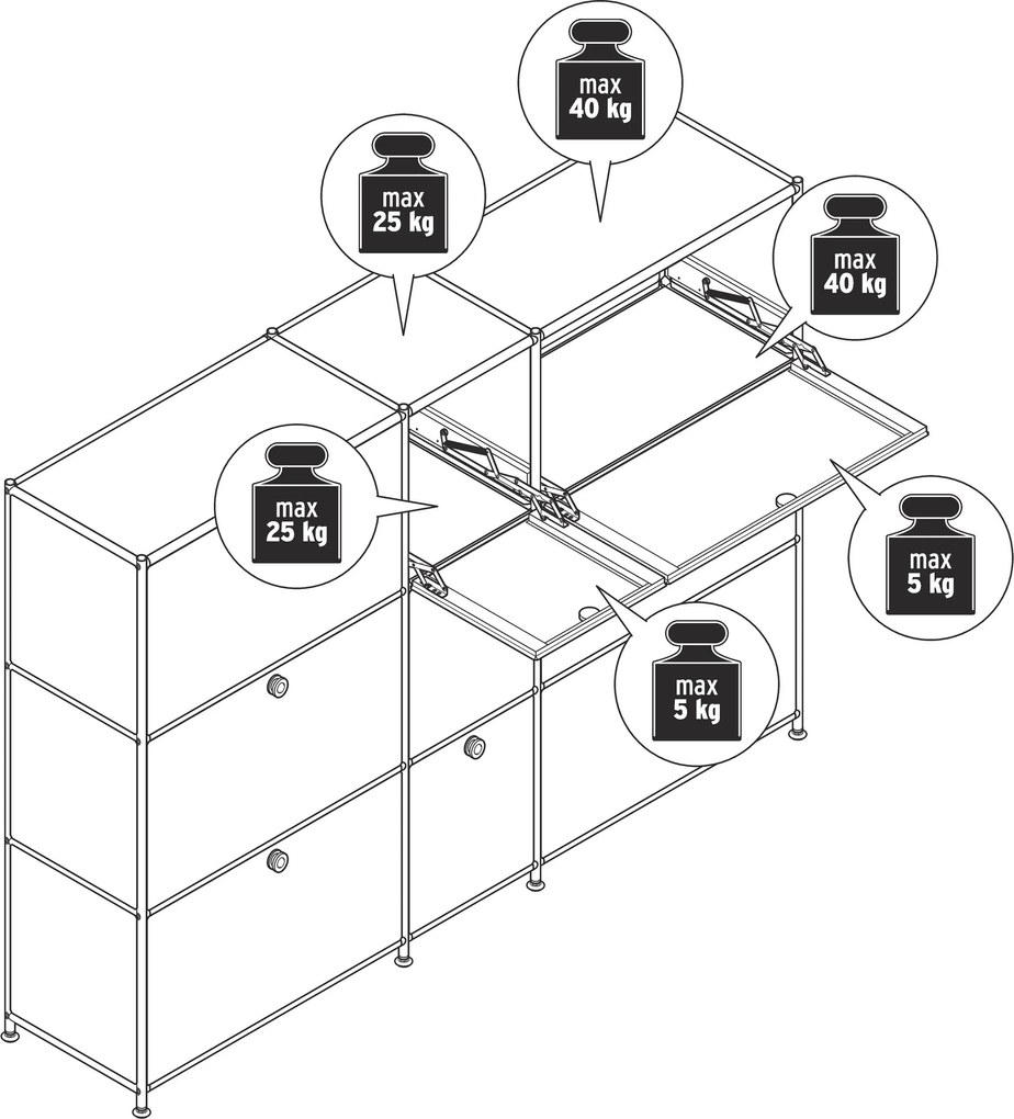 Tchibo - Komoda CN3 s 9 výklopnými dvířky - barva: bílá
