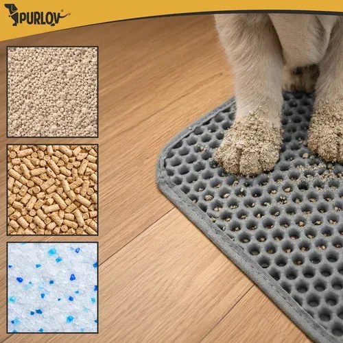 Podložka před kočičí toaletu zadržující nečistoty 60 x 45 cm – šedá