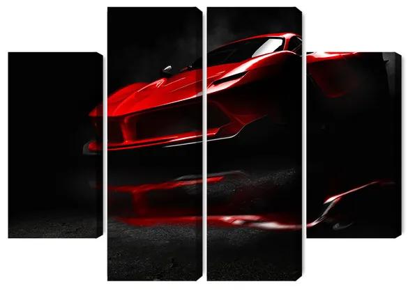 Vícedílný obraz Červené Sportovní Auto 3D Nedostatek Nedostatek Přírodní plátno 200x150