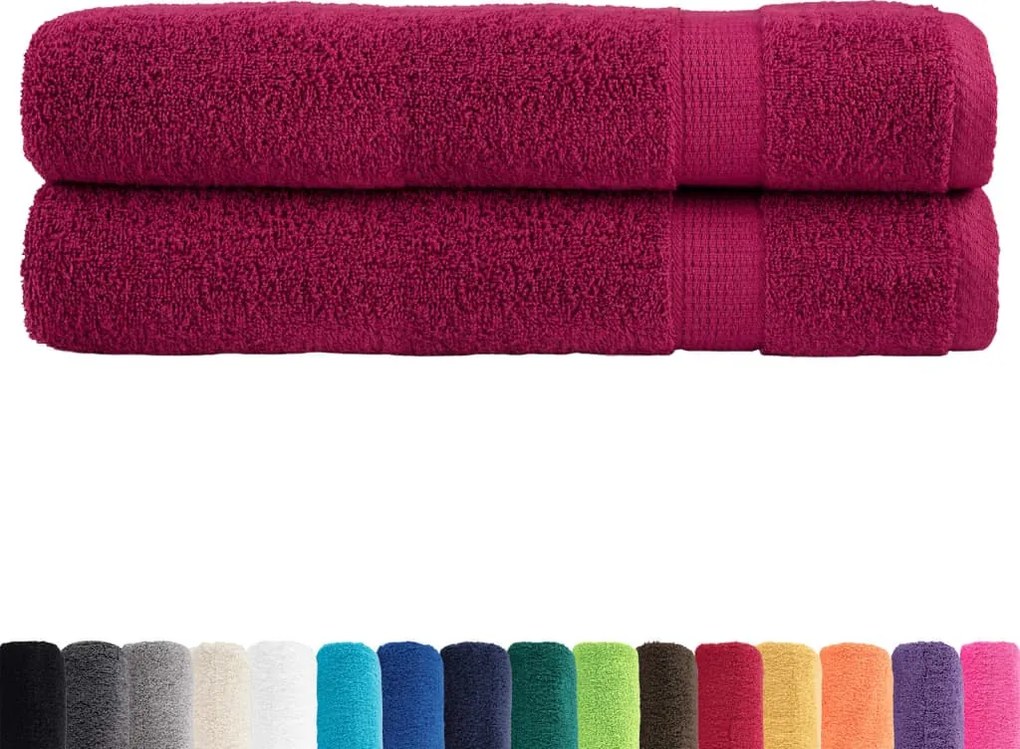 Prémiové ručníky SOLUND 2 ks bordó 100x200 cm 600 g/m² 137221