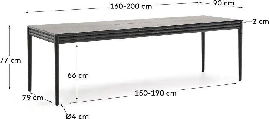 Rozkládací jídelní stůl s přídavnou deskou v dekoru dubu 90x160 cm Lenon – Kave Home