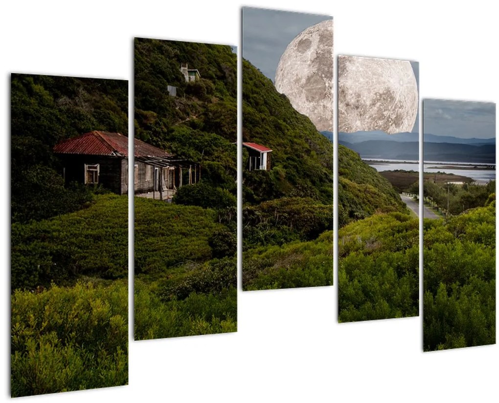 Obraz krajiny s měsícem (125x90 cm), 40 dalších rozměrů