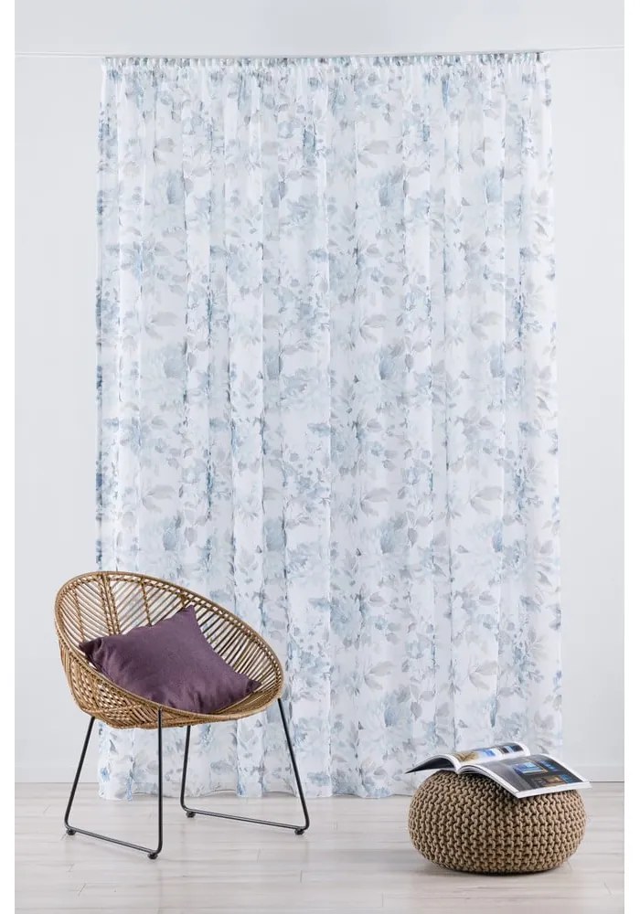 Bílo-modrá záclona 300x260 cm Elsa – Mendola Fabrics