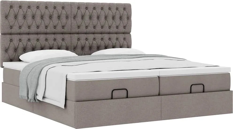 Osmanský rám postele s matrací taupe 160x200cm textil 3313710