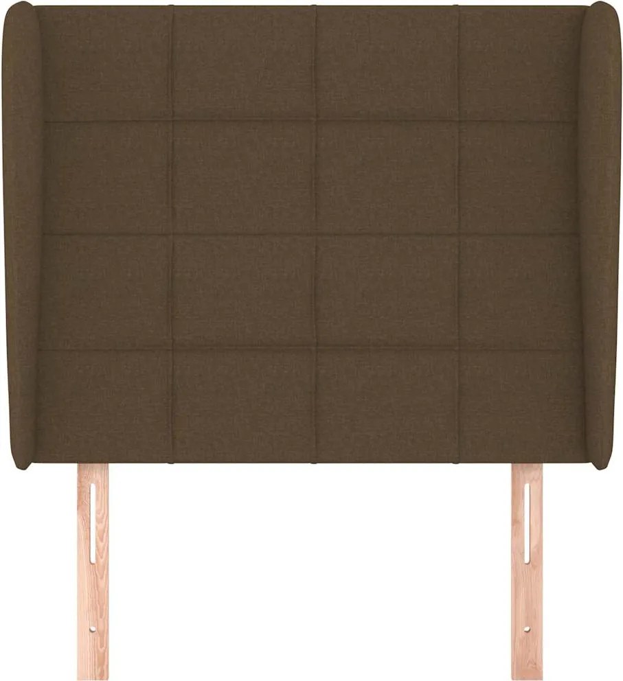 Čelo postele typu ušák tmavě hnědé 103x23x118/128 cm textil 3117949