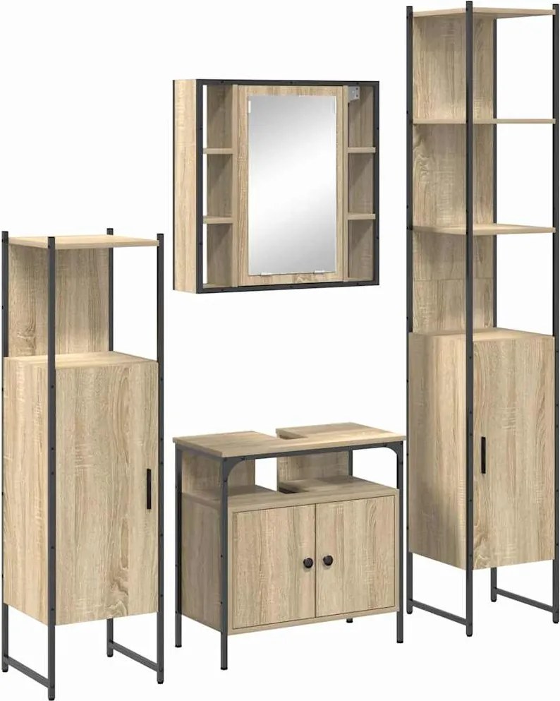 Sada koupelnového nábytku 4 ks Sonoma dub 33 x 33 x 185,5 cm 3399397