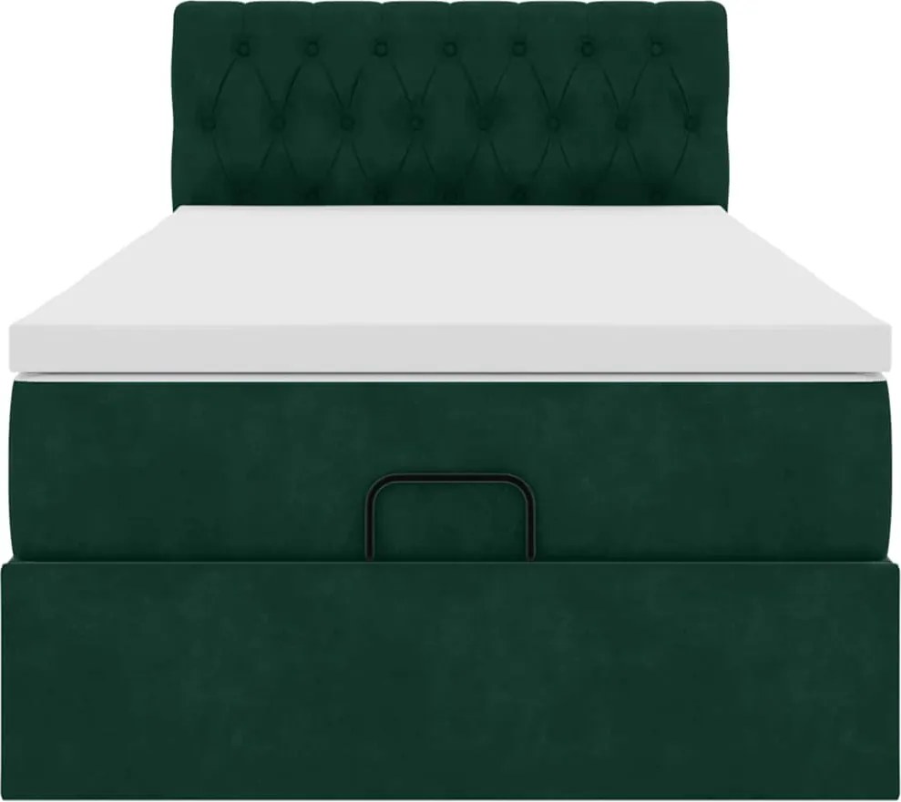 Osmanský rám postele s matrací tmavě zelené 100x200cm samet 3312677