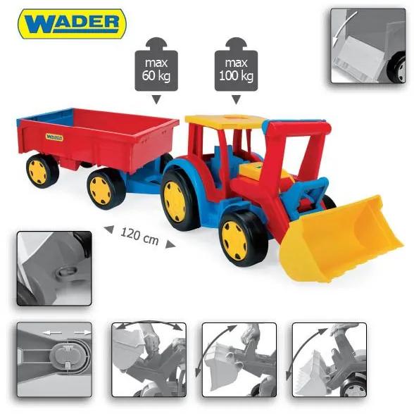 Wader Traktor s lžíčí a vlečkou Gigant 66300