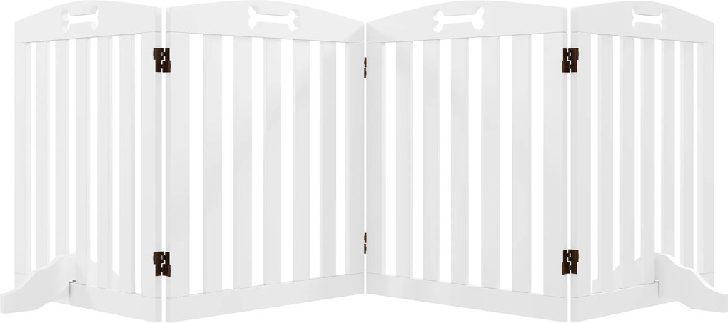 PawHut Psí Zábrana, 4-panelová, 207,5 x 61 cm Skládací Ochrana Dveří s 2 Podporujících Nohám, Samostatná Psí Zábrana, Schodišťová Brána pro Střední Ps