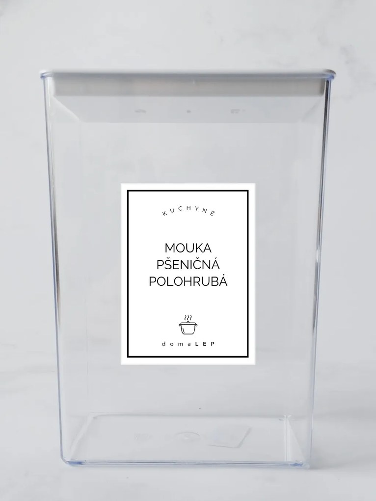 MOUKA PŠENIČNÁ POLOHRUBÁ - omyvatelná samolepka na dózu, výběr rozměrů Ø 5 cm / 5 x 5 cm / 6 x 8 cm | DomaLEP