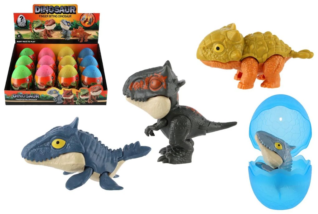 Dinosaurus kousací ve vajíčku plast 10 cm mix barev (1 ks)