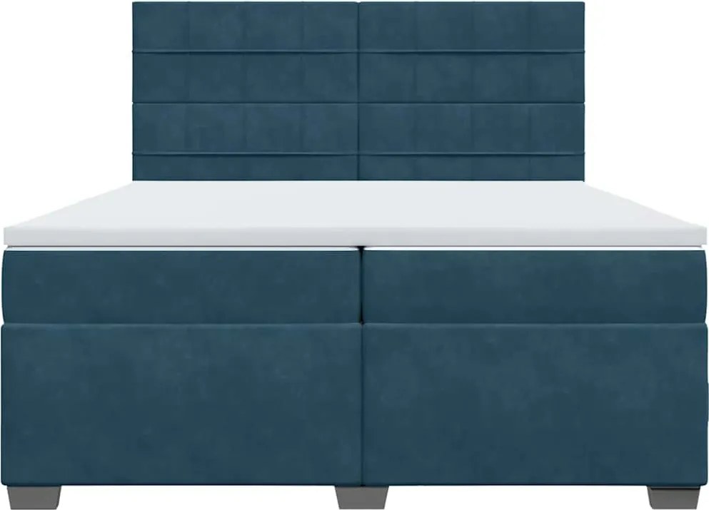 Box spring postel s matrací modrá 200 x 200 cm samet 3293306