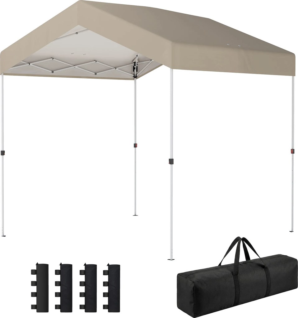 Outsunny skládací altán 2,4 x 2,4 m Pop-up UPF50+ centrální uzávěr nastavitelné výšky cestovní taška pytle na písek béžová