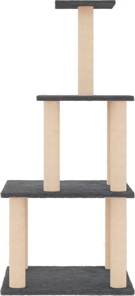Škrabadlo pro kočky se sisalovými sloupky tmavě šedé 111 cm 171734