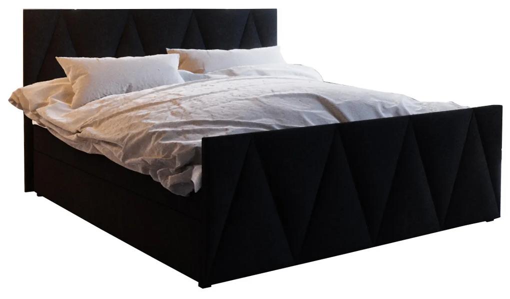 Manželská postel Boxspring 160 cm Milagros 3 (černá) (s matrací a úložným prostorem). 1047248