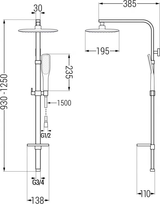 Mexen sprchový sloup Q49 s horní a ruční sprchou hlavicí, černý/zlatý - 798494995-75