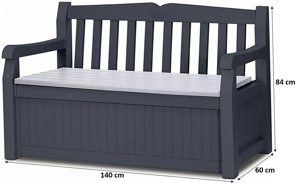KETER EDEN GARDEN BENCH 265L Úložná lavice 140 x 60 x 84 cm, grafit/šedá 17190198