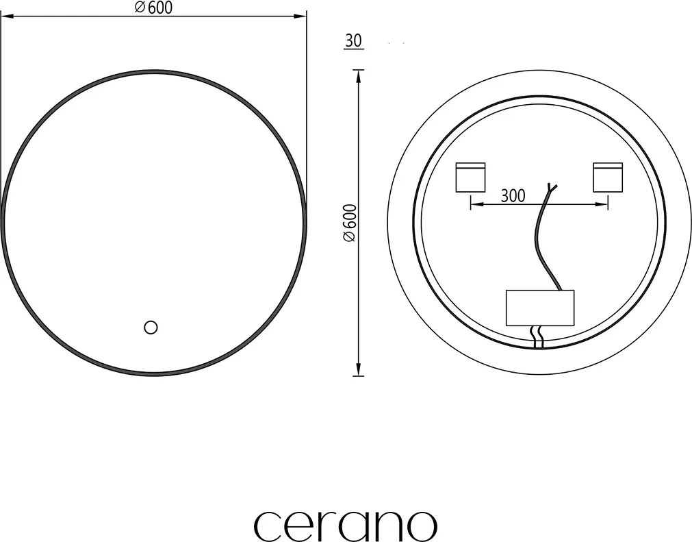CERANO - Koupelnové LED zrcadlo Velo, kovový rám - černá matná - Ø 60 cm