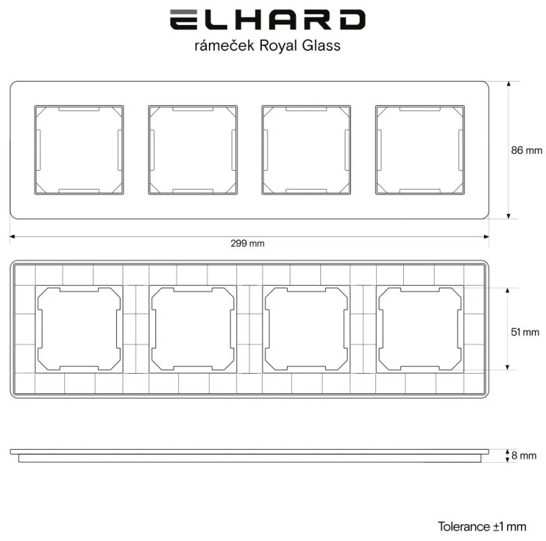 Elhard Skleněný čtyřrámeček Royal Glass, bílý YG3104W
