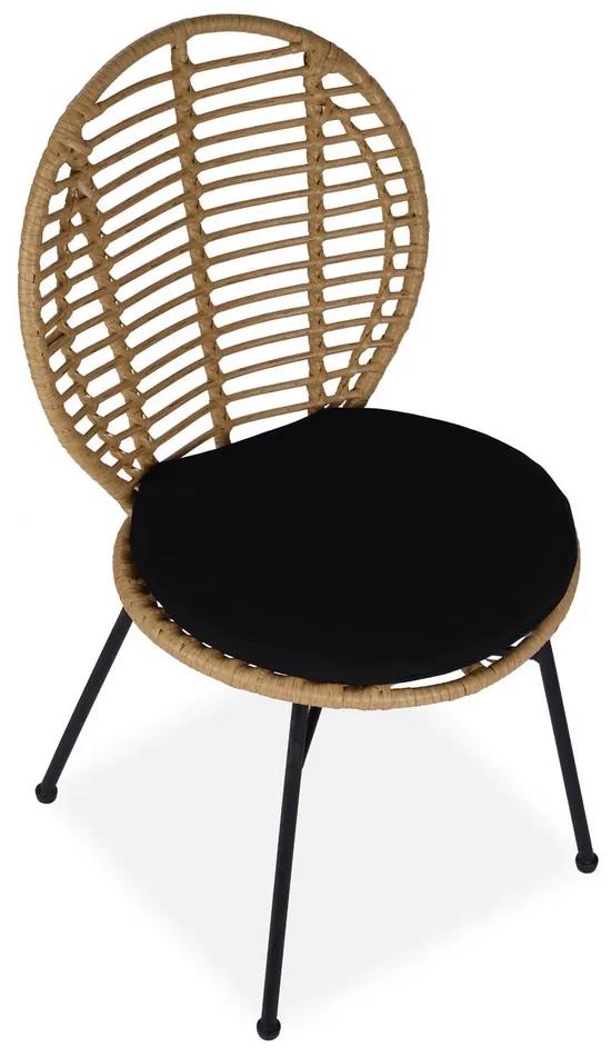 Jídelní židle Harlow, černá / ratan