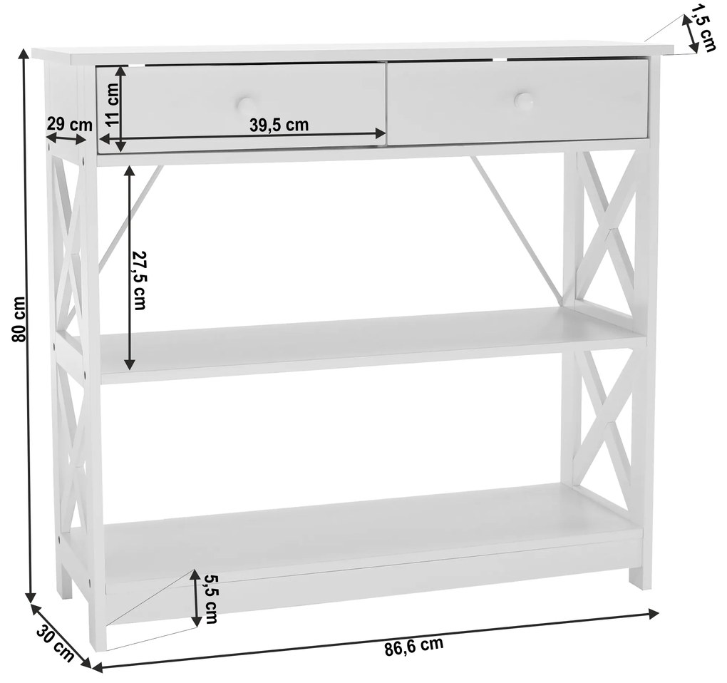 Kondela Konzolový stolek, bílá, LOMIR
