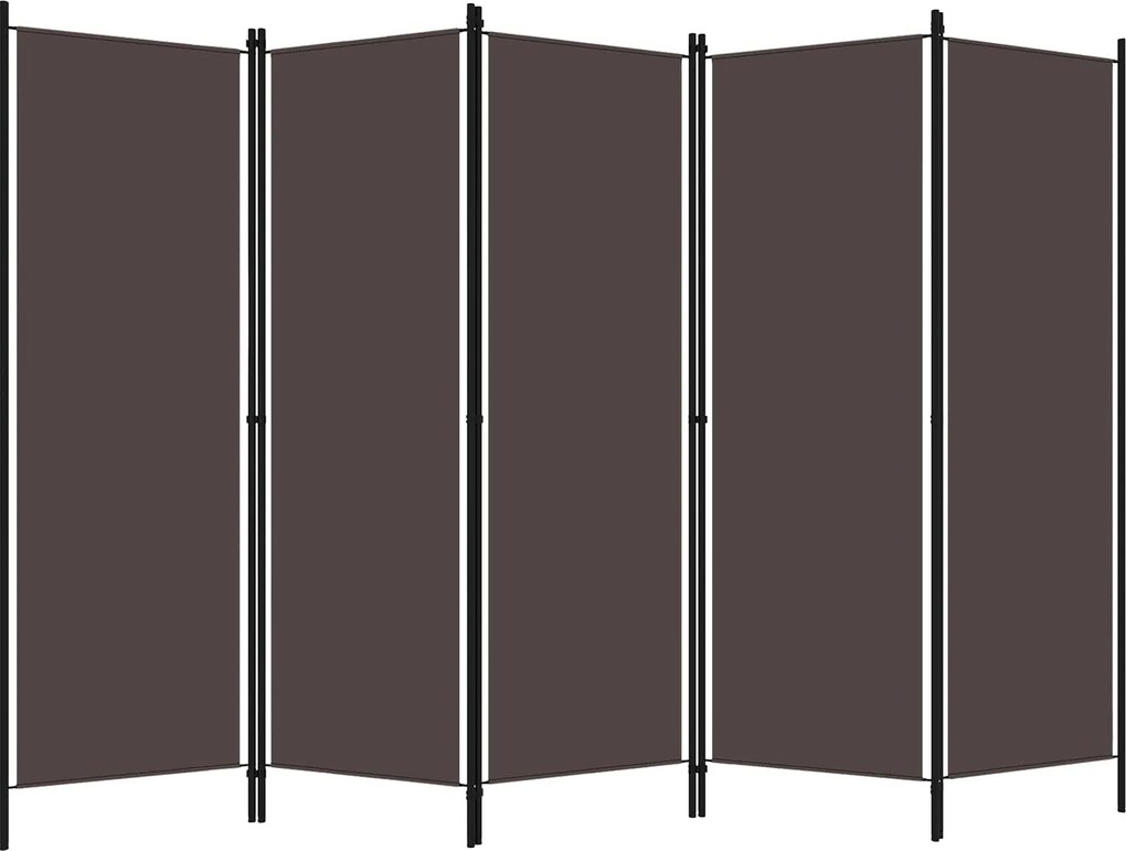 5dílný paraván hnědý 250 x 180 cm 320724