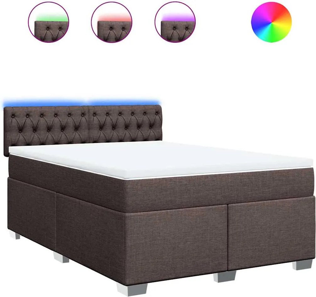 Box spring postel s matrací tmavě hnědá 140x190 cm textil 3288193