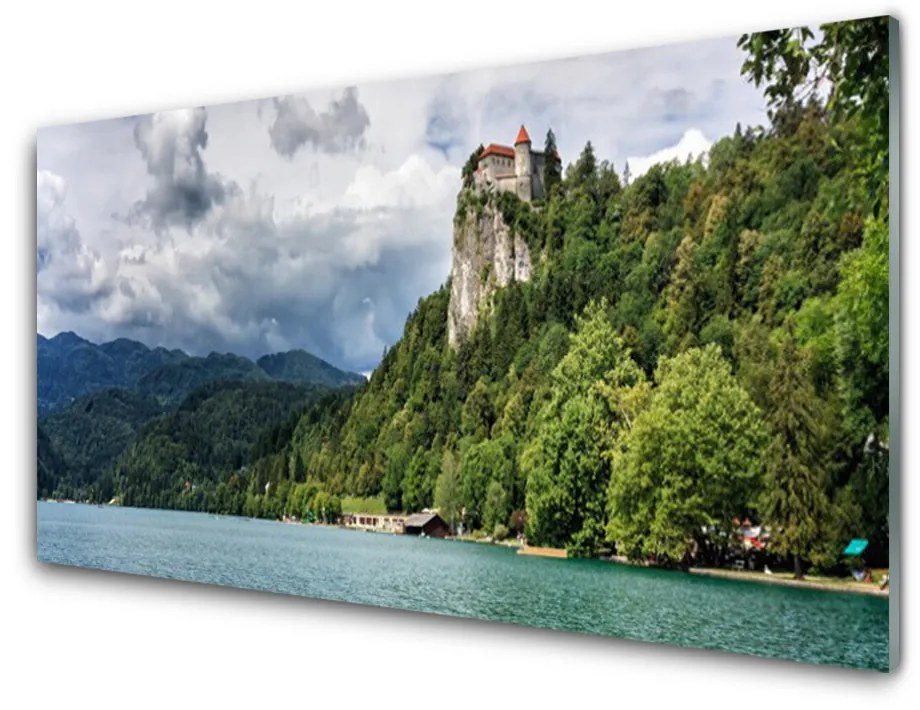 Obraz na skle Zámek v Horách Les Krajina 100x50 cm