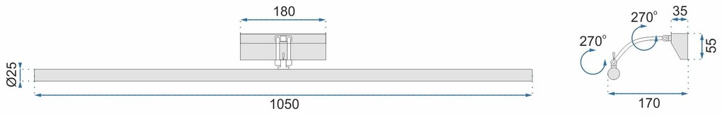 Toolight Nástěnné svítidlo LED 15W 106CM APP367-1W - chrom