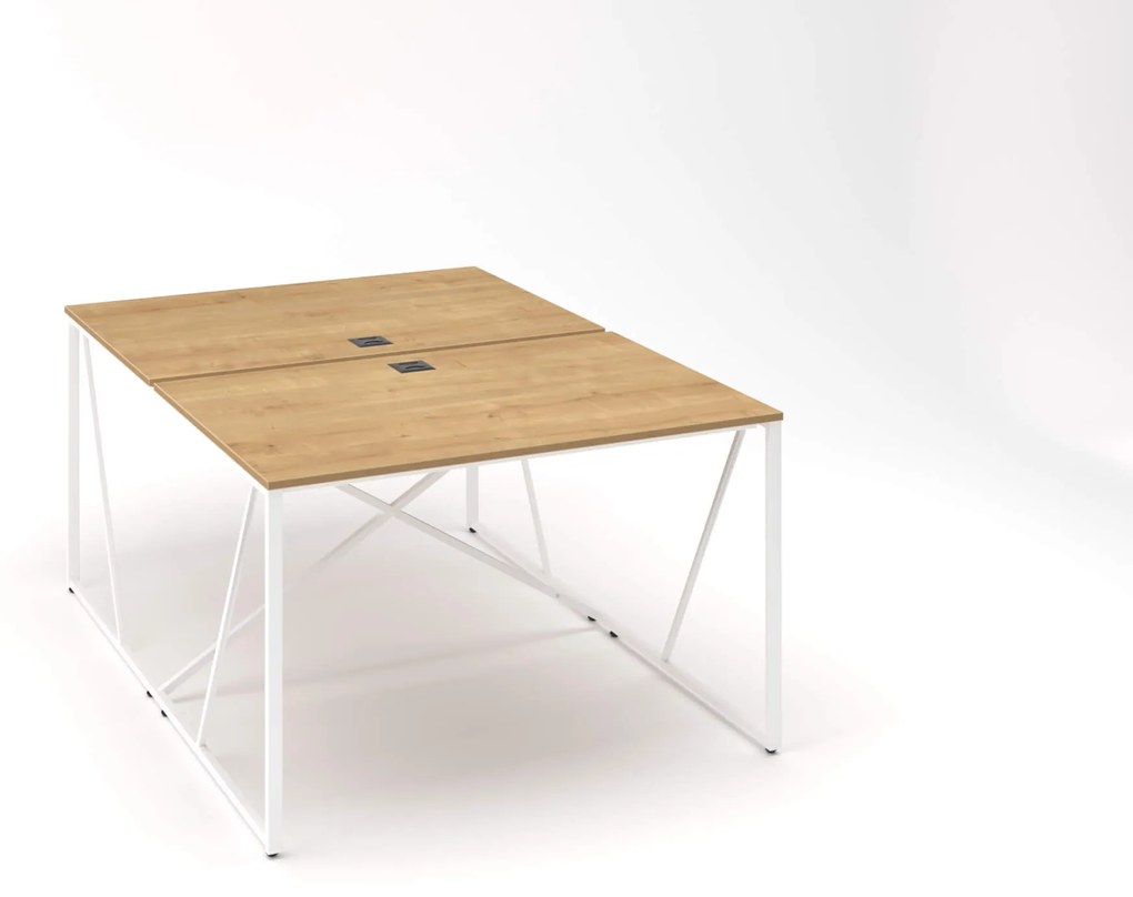 Psací stůl Dvoumístný Lenza PROX 118/80 Dekor stolové desky: dub Hamilton, Barva podnože: bílá