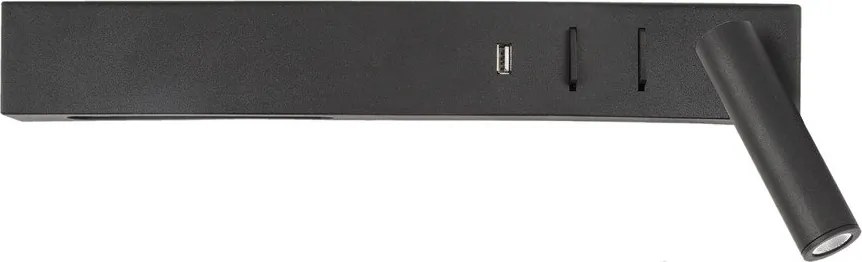 Matně černé kovové LED nástěnné svítidlo s ohybatelnou konstrukcí/s USB portem Vida – Nova Luce