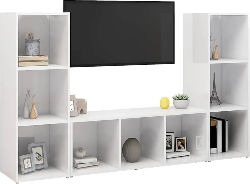 TV skříňky 3 ks bílé 107 x 35 x 37 cm dřevotříska 3079961