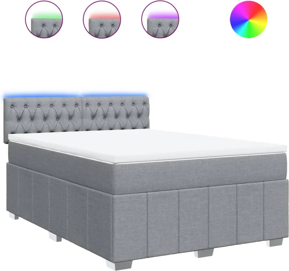 Box spring postel s matrací světle šedá 160 x 200 cm textil 3289426