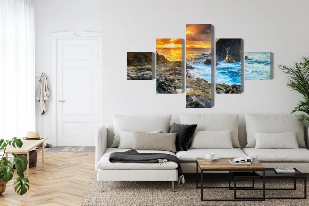 Vícedílný obraz Západ Slunce Na Pobřeží Nedostatek Nedostatek Plátno Canvas 250x150