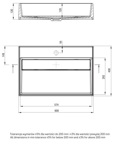Deante CQR_AU6M - Umyvadlo na desku CORREO 40x60 cm granit/alabastr