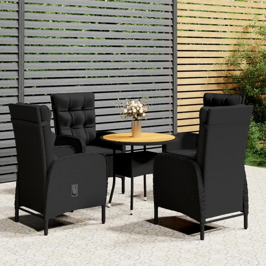 5dílný zahradní bistro set polyratan černý 3058553