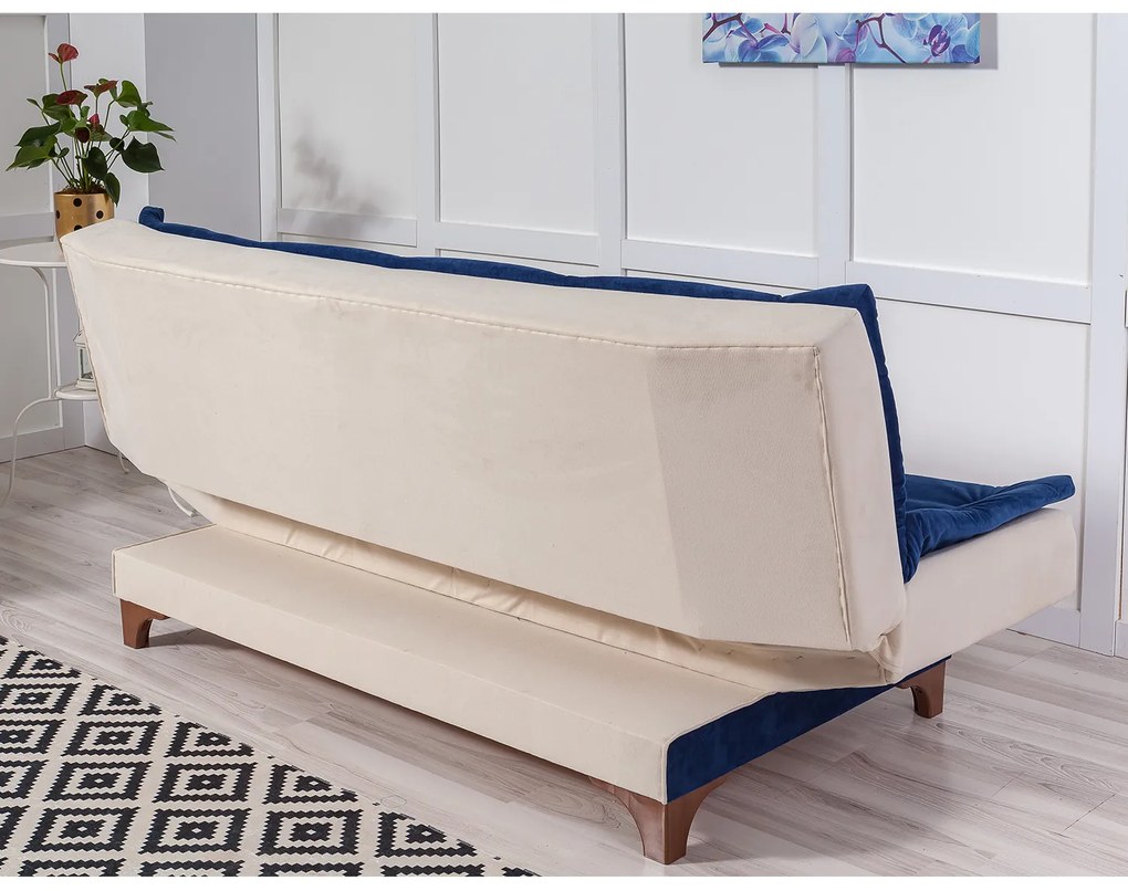 Atelier del Sofa 3-místná pohovka Kelebek - Dark Blue, Cream, Tmavá Modrá, Krémová