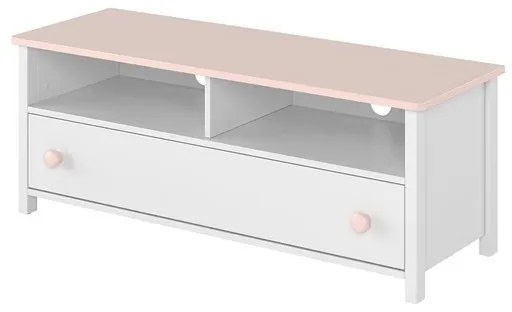 TV stolek Luna LN13, Barva: bílá / bílá + růžová