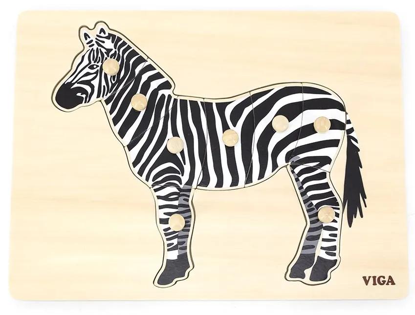 Dětské dřevěné puzzle vkládačka Montessori Viga Zebra Barva: multicolor