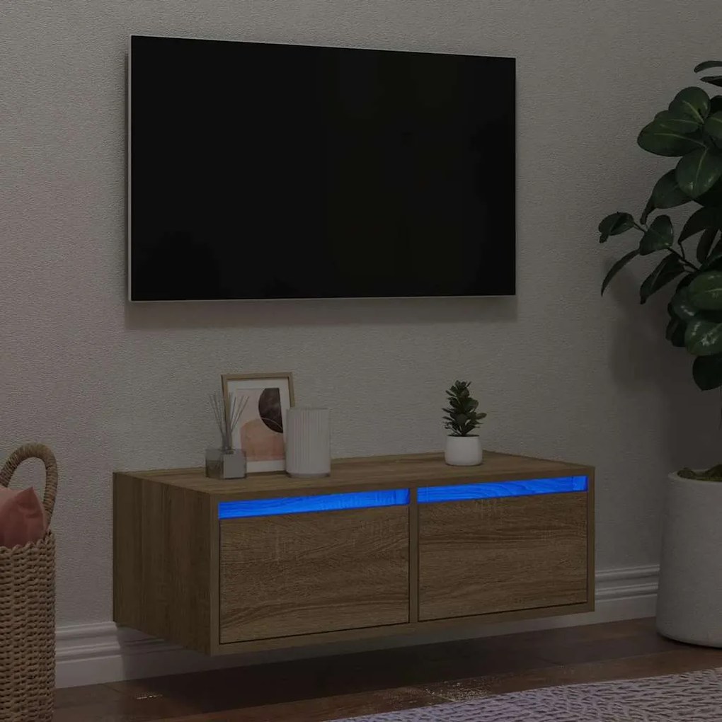 TV skříňka s LED osvětlením dub sonoma 75x35,5x25 cm