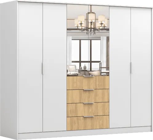 IDZ Šatní skříň GALAXY 6D, 230 cm Dub Hikora/Bílá
